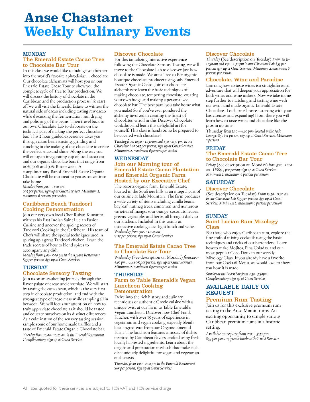 Culinary-Weekly-Events-AC - Anse Chastanet Resort | St Lucia Resorts